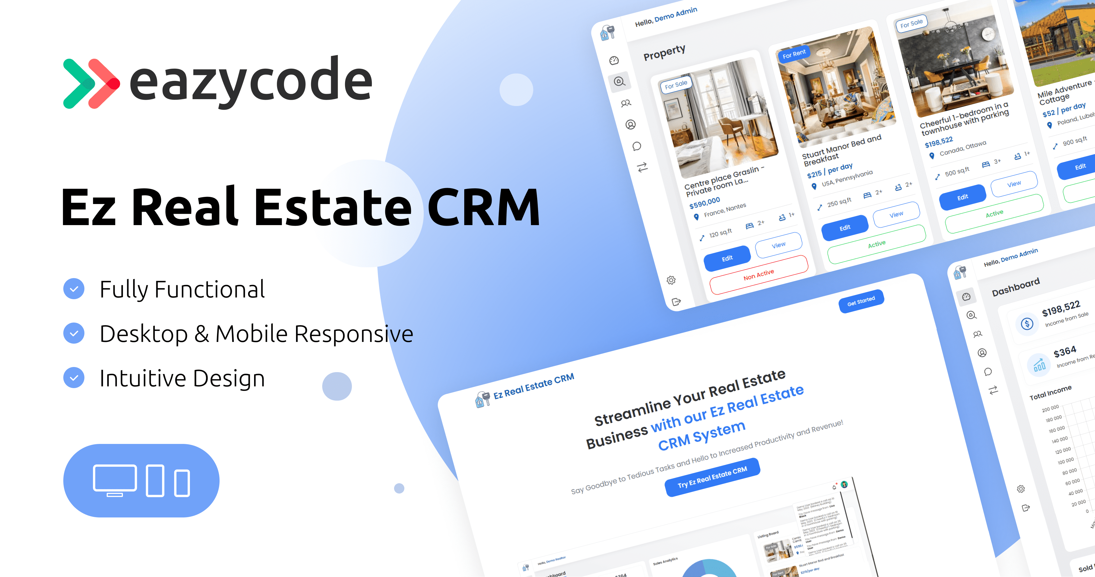 Ez Real Estate CRM template - NoCode Bubble.io Template by EazyCode - NoCode Agency